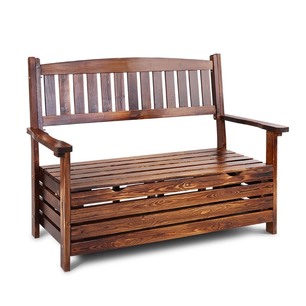 Gardeon Outdoor Storage Bench Box Wooden Garden Chair 2 Seat Timber ...