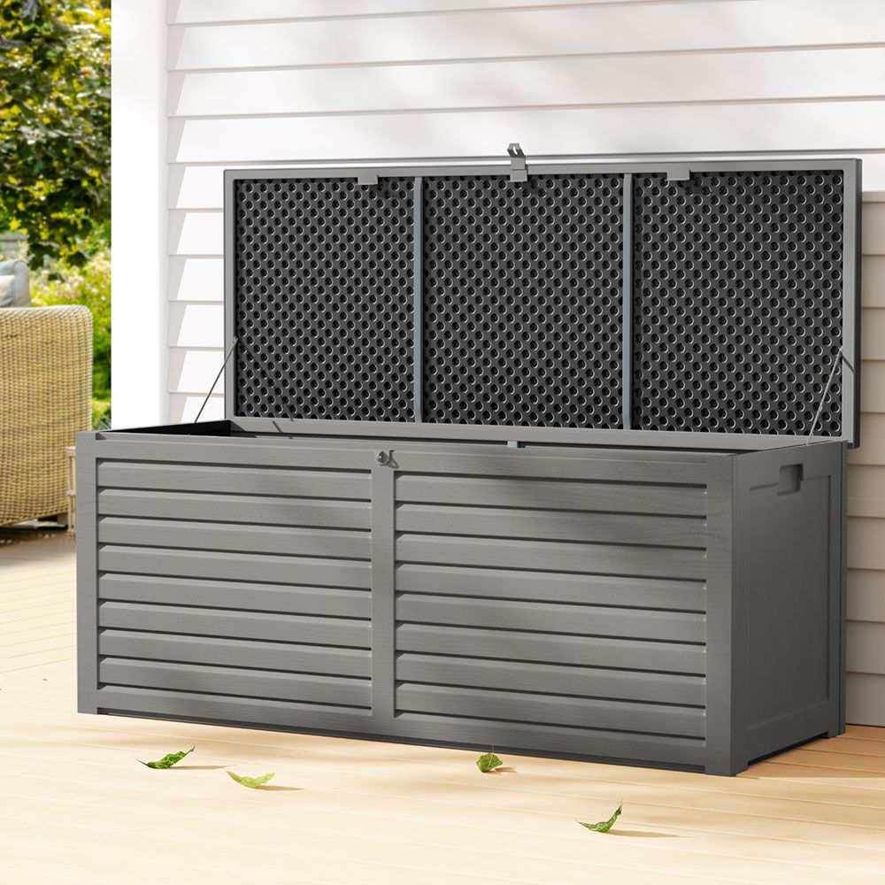 Gardeon Outdoor Storage Box 390L Container Lockable Garden Bench Tools ...