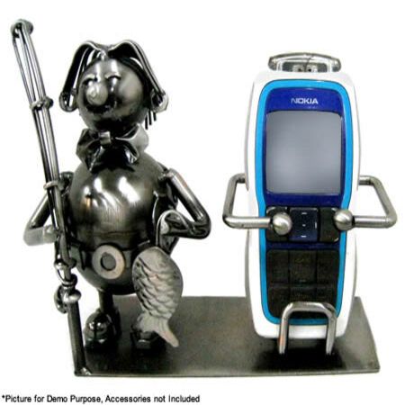 Ornate Fisherman Design Desktop Metal Mobile Phone Holder