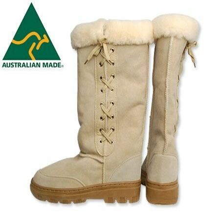 Australia Sheepskin Lace Up Pure Wool UGG Boots - Sand