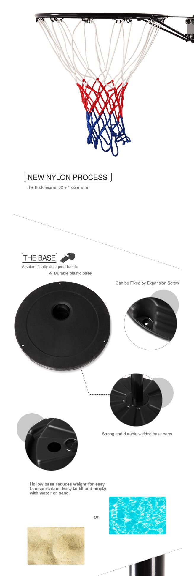Netball Ring with Stand - Portable Pole Height Adjustable with Class ...
