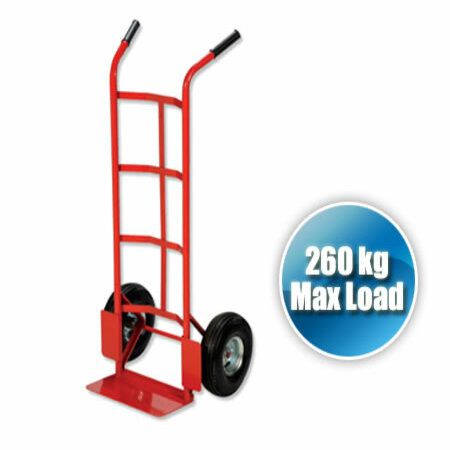 2 Wheel Hand Trolley with Pneumatic Wheel & Rubber Grip Handles - Red