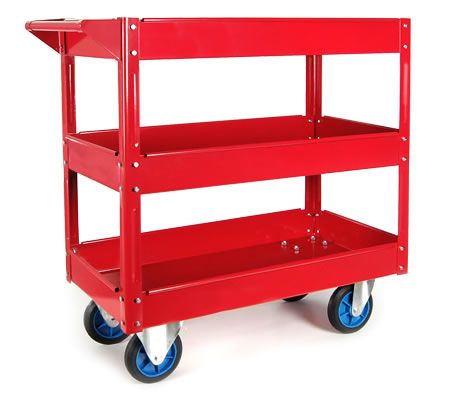 Mechanic Handyman Tool Cart Trolley with 3 Level Tray on Wheels with ...