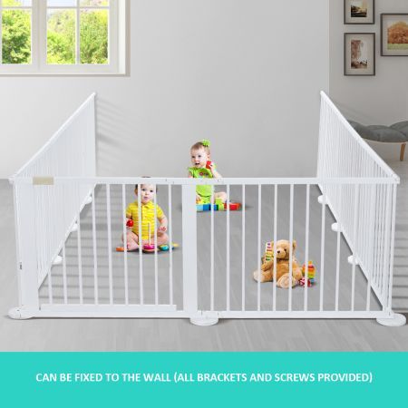 10-Panel Wooden Playpen Kids Baby Toddler Fence Play Yard-White | Crazy ...