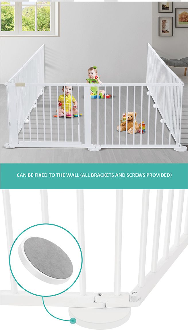 10-Panel Wooden Playpen Kids Baby Toddler Fence Play Yard-White | Crazy ...