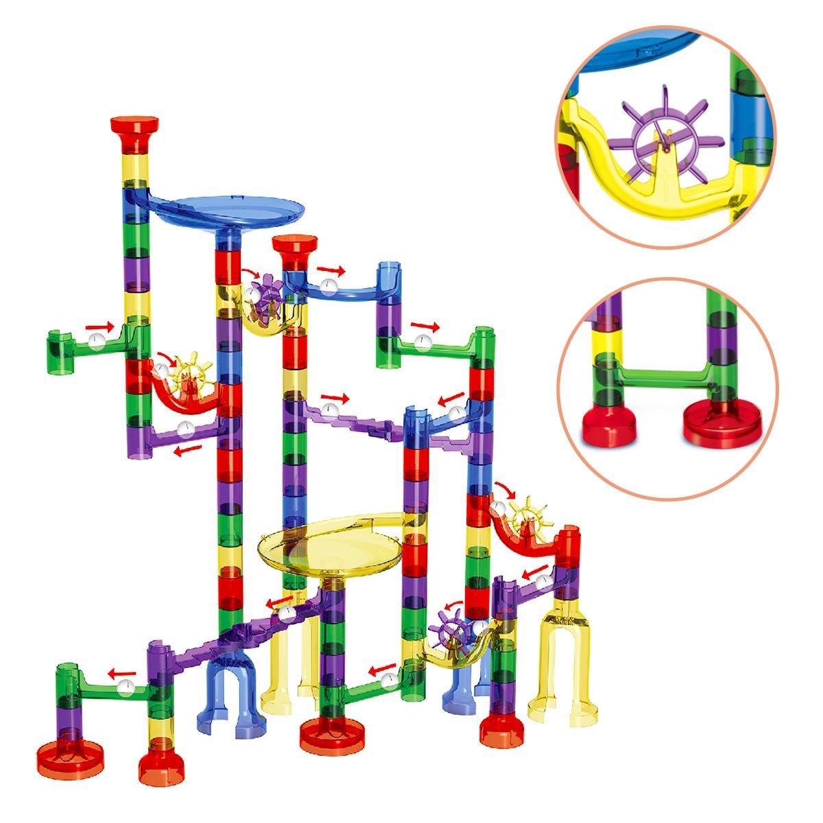 136PCS Marble Run Game Marble Race Track Light Marbles Kids Birthday ...