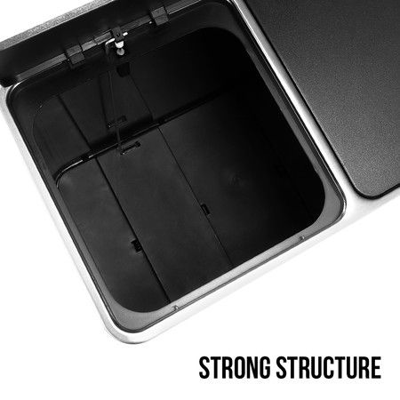 60L Dual Compartment Dustbin Stainless Steel Kitchen Garbage Rubbish ...