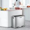 48L Dual Compartment Dustbin Stainless Steel Kitchen Garbage Rubbish ...