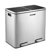 48L Dual Compartment Dustbin Stainless Steel Kitchen Garbage Rubbish ...