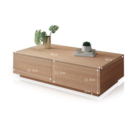 Square Wooden Coffee Table w/ 4 Storage Drawers-Oak | Crazy Sales