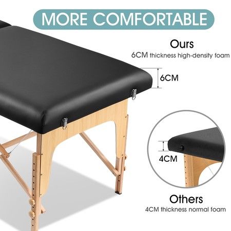 Adjustable 75cm Full Body Massage Bed Beauty Treatment Bed w/ Carrying ...
