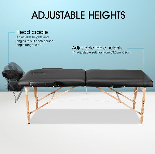 Adjustable 80cm Full Body Massage Bed Beauty Treatment Bed w/ Carrying ...
