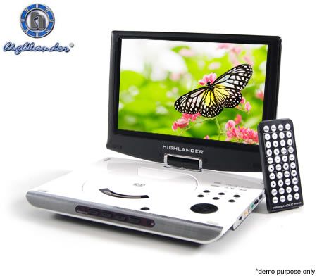 Highlander AV-D8102S 10.2" Portable DVD Player with USB and 3-in-1 Card ...
