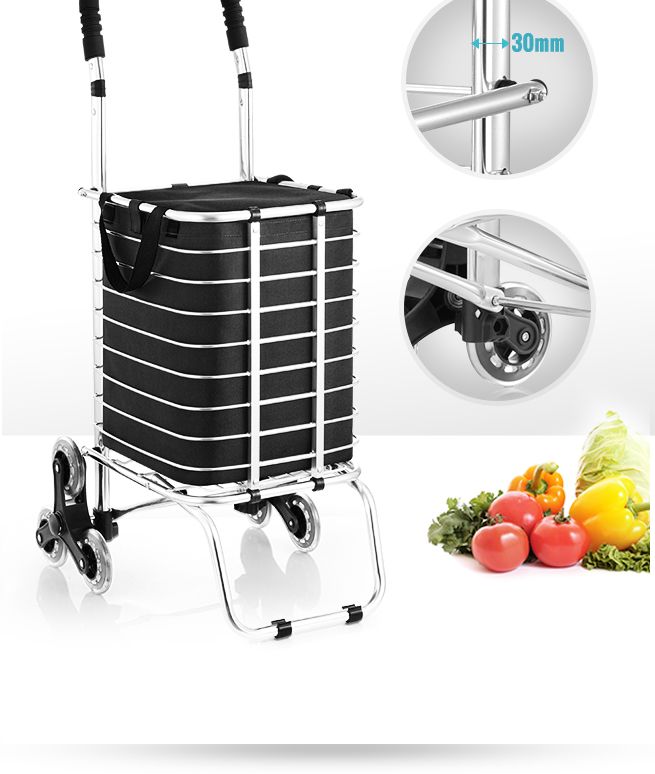 Collapsible Shopping Cart Shopping Trolley with Wheels - BestDeals.co.nz