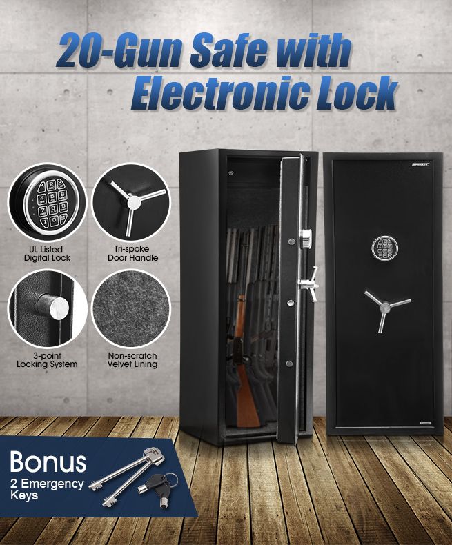 New 20 Gun Electronic Storage Locker Safe for Rifle Firearm with ...