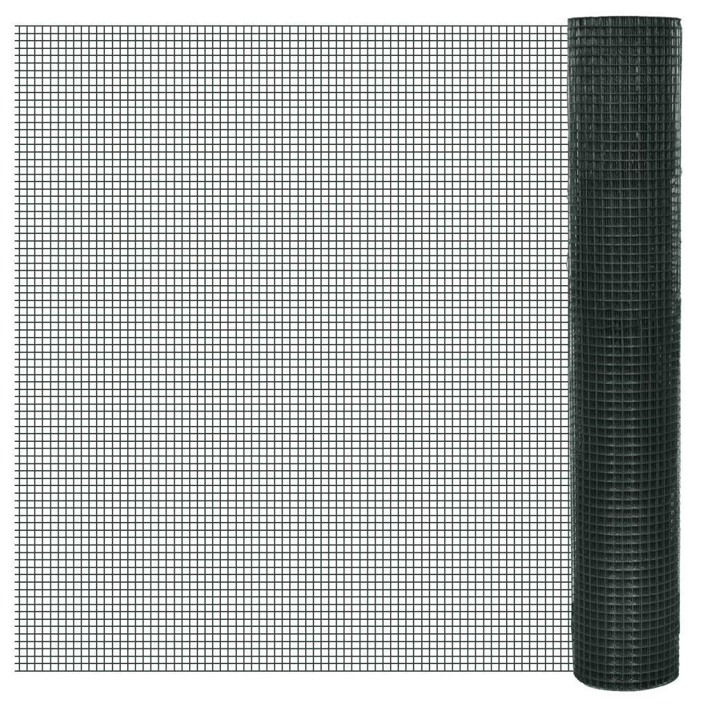 Square Wire Netting 1x25 m PVC-coated and Galvanised Mesh Size 16x16mm