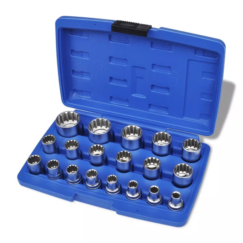 Spline Socket Set 19 pcs with Storage Case