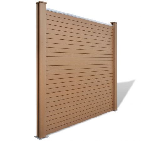 WPC Fence Panel with 2 Posts 185x185 cm Brown
