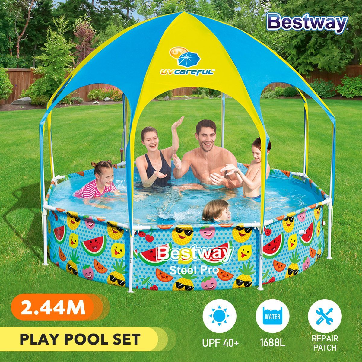 Bestway Splash-in-Shade Sprayer Swimming Pool Family Kids Play Center ...