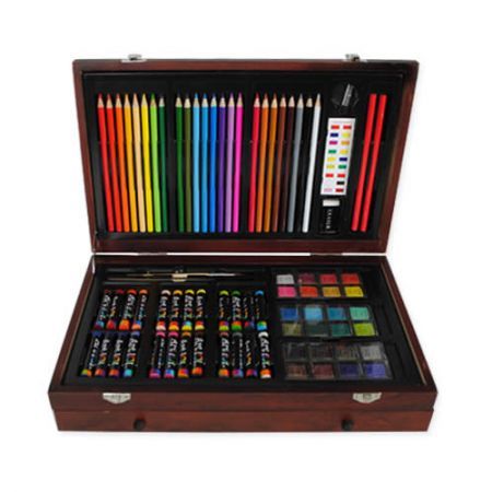 Creative Gift 138 Piece Complete Wooden Art Box Set for Colouring ...