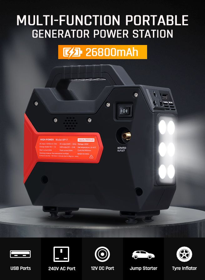 500AMP 26800mAh Power Station Car Jump Starter Tyre Inflator Portable ...