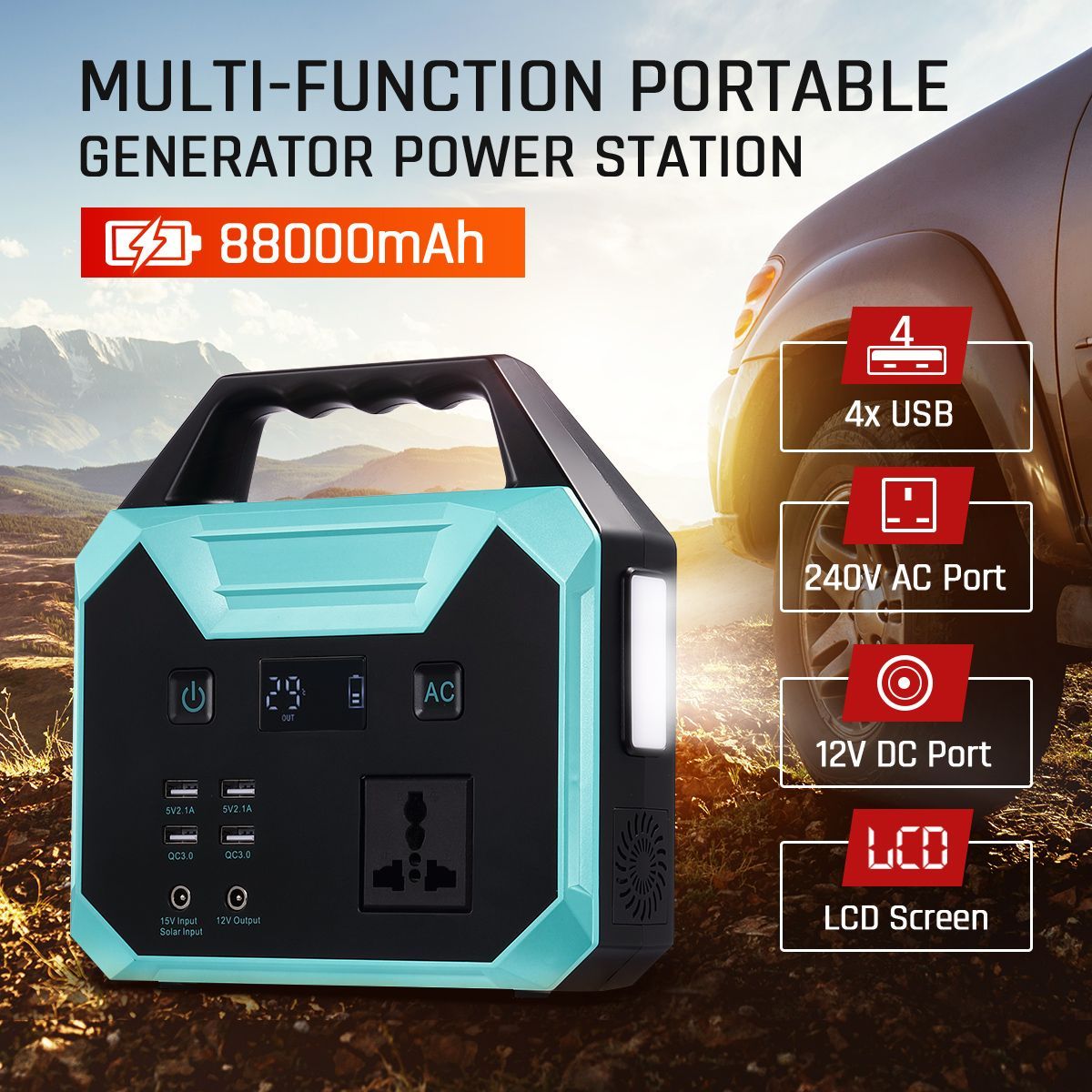 88000mAh 325WH Portable Generator Lithium Charging Power Station Camping