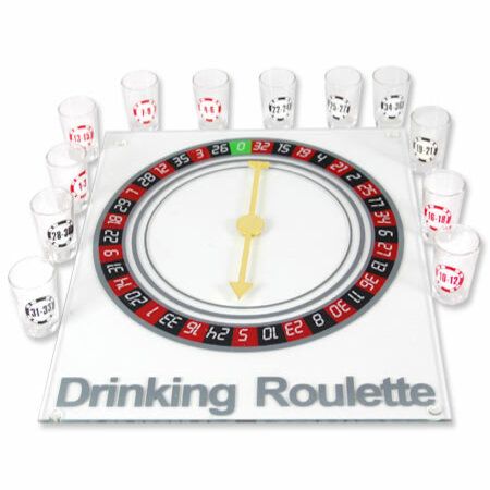 Roulette Drinking Game Set with 12 x Shot Glasses & Glass Board