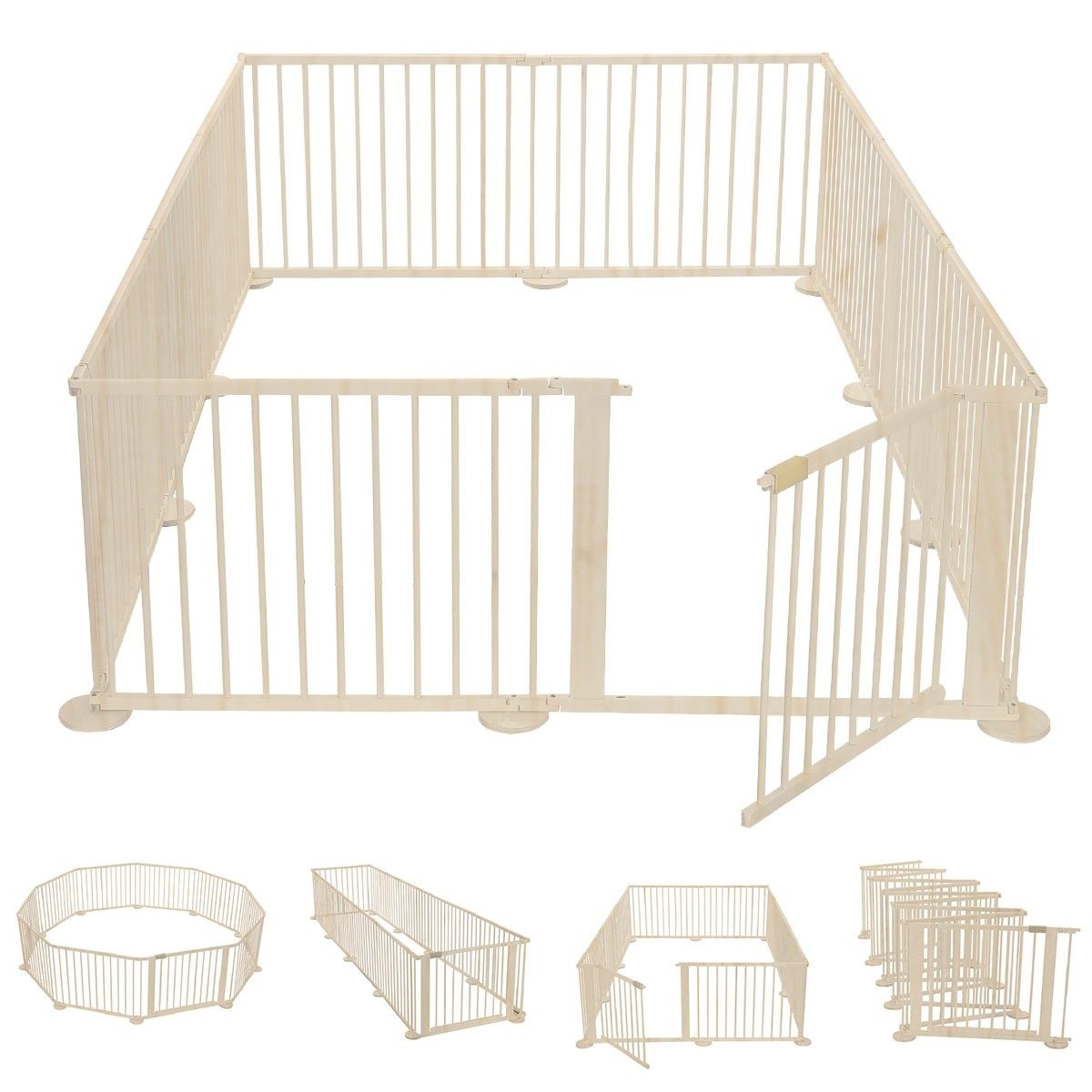 Foldable 10 Panel Kids Playpen Safety Fence New Zealand pine Wood ...