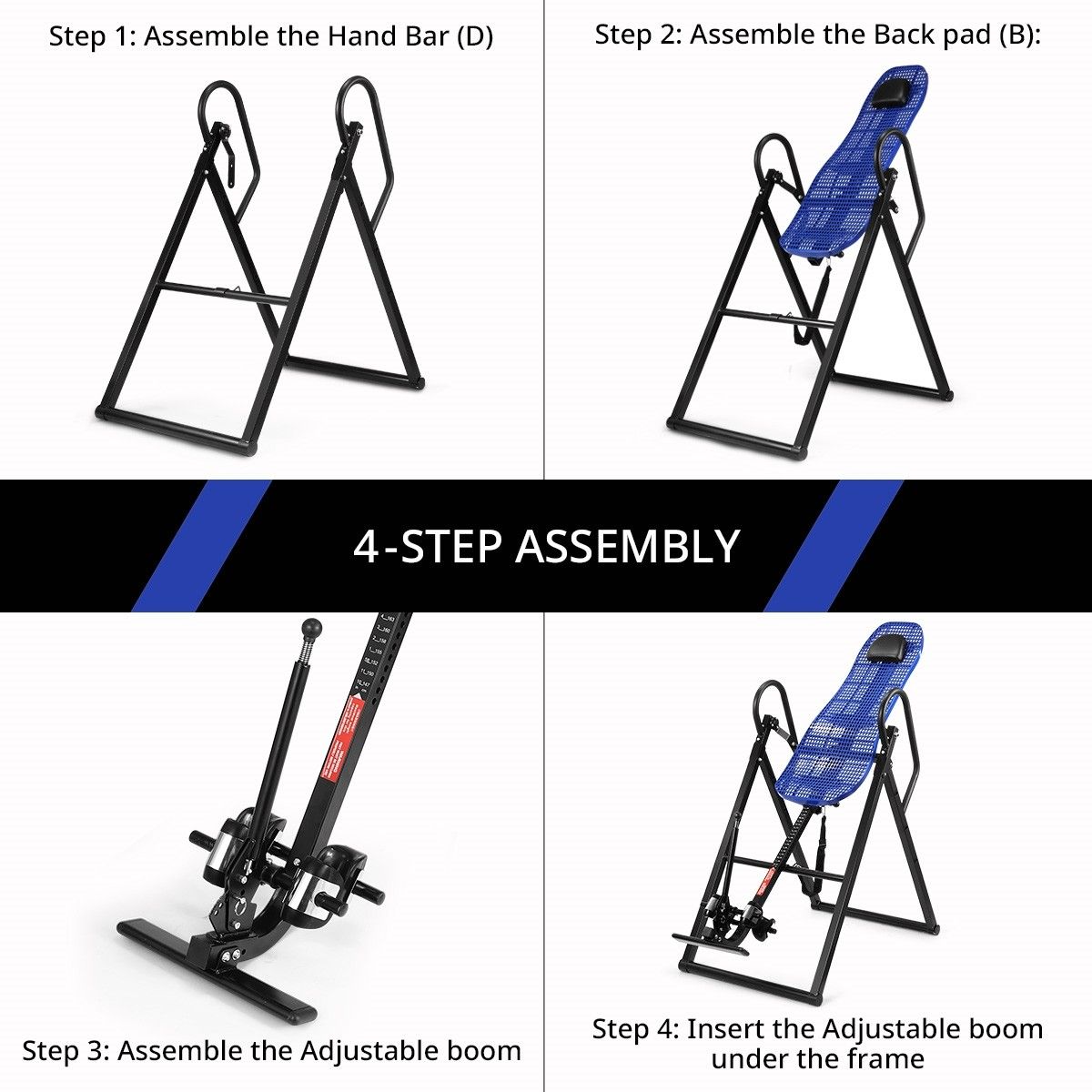 Gravity Inversion Table for Back Therapy w/ Ergonomic Curved Backrest ...