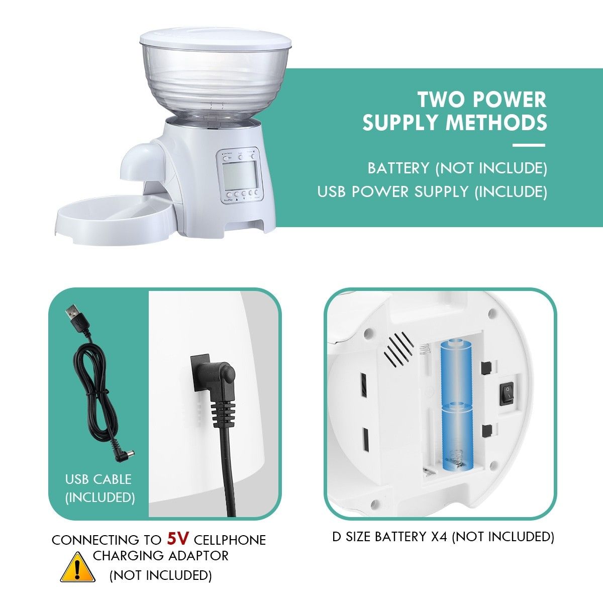 5L Automatic Pet Feeder Cat Dog Food Dispenser White | Crazy Sales