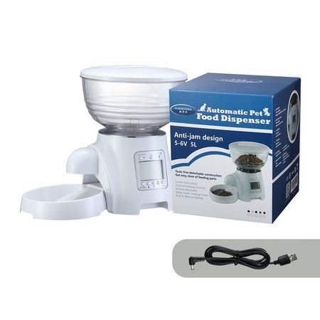 5L Automatic Pet Feeder Cat Dog Food Dispenser White | Crazy Sales