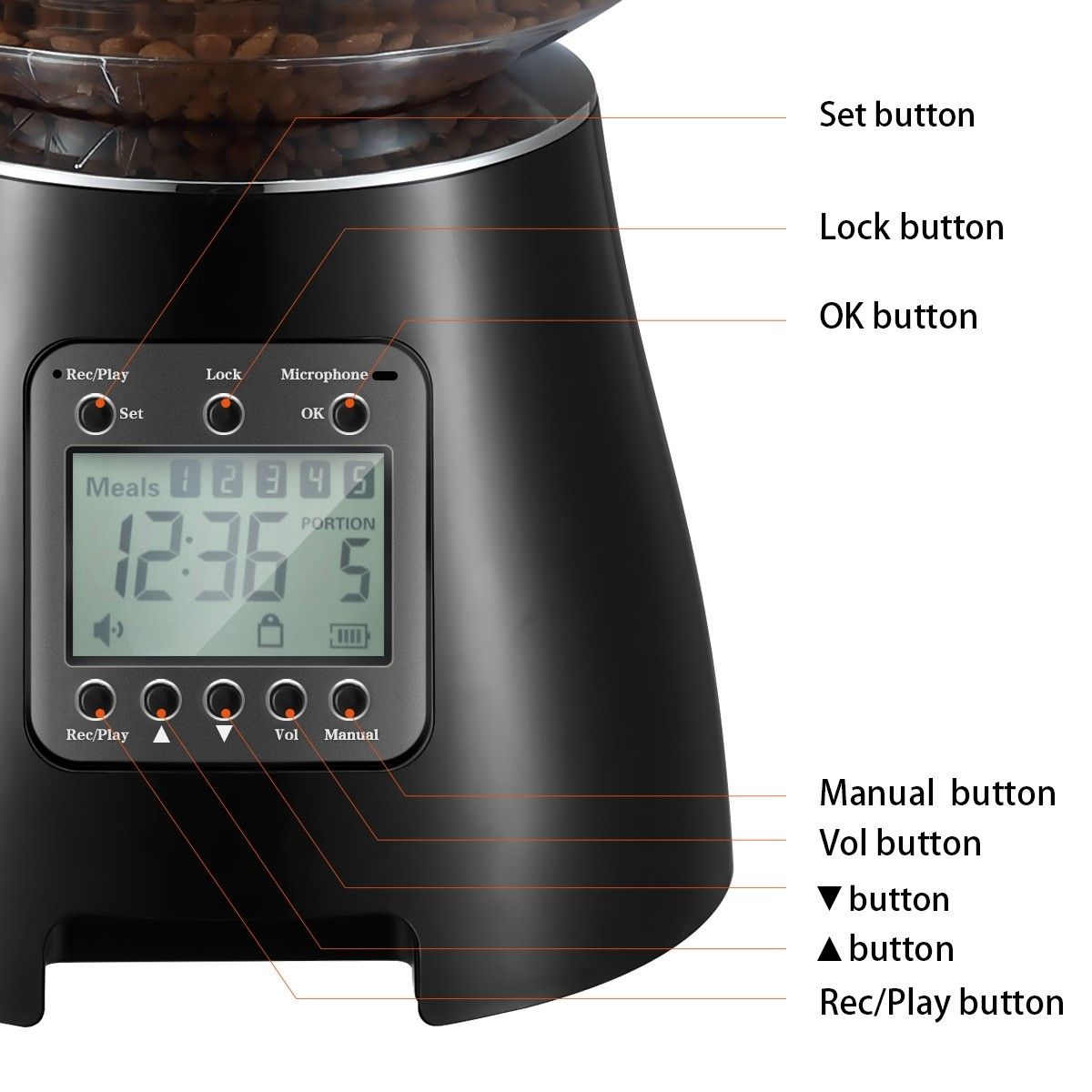 5L Automatic Pet Feeder Cat Dog Food Dispenser Black | Crazy Sales