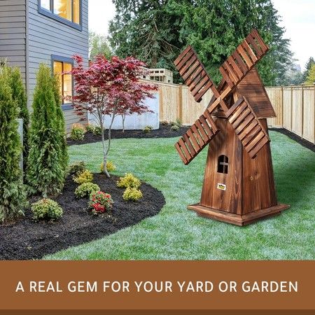 Wooden Garden Windmill Outdoor Decoration Decorative Backyard Windmill ...