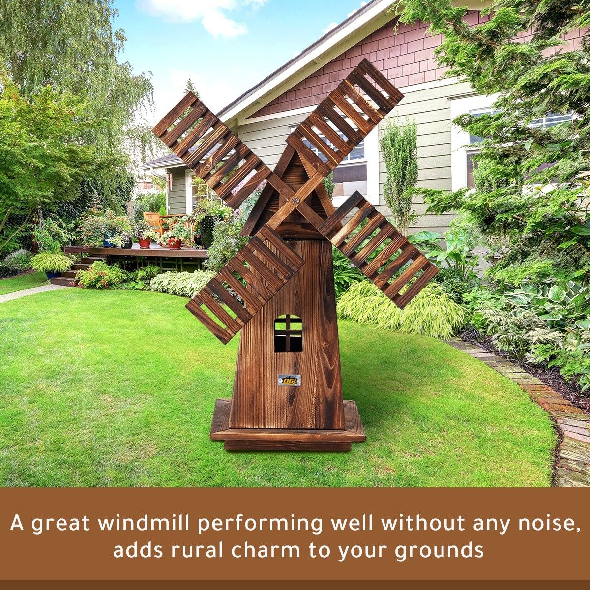 Wooden Garden Windmill Outdoor Decoration Decorative Backyard Windmill ...