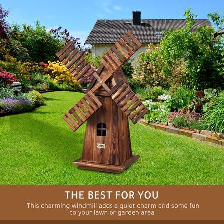 Wooden Garden Windmill Outdoor Decoration Decorative Backyard Windmill ...