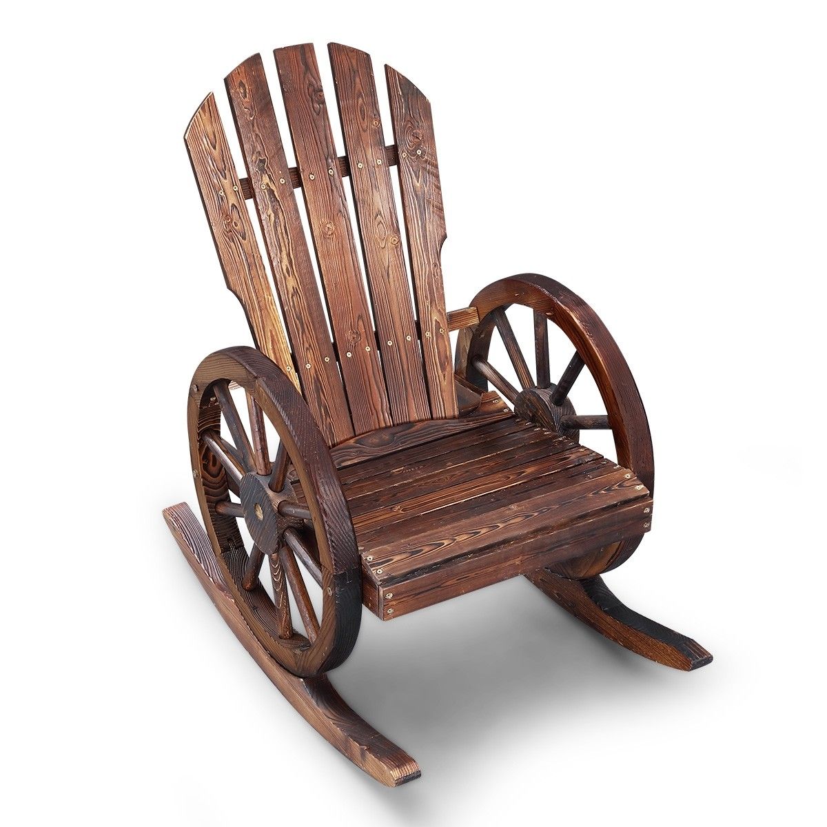 Wooden Chair Rocking Chair Outdoor Patio Furniture with Wagon Wheel ...