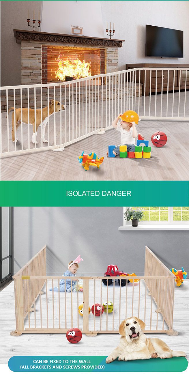 Foldable 10 Panel Kids Playpen Safety Fence New Zealand pine Wood ...