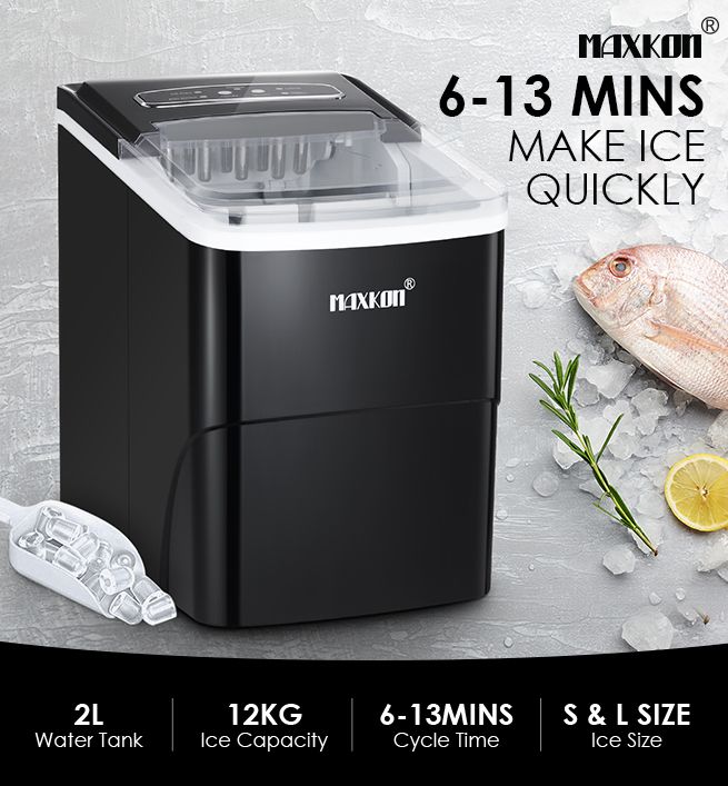 MAXKON Ice Maker Ice Cube Machine 12KG Ice Capacity Black | Crazy Sales