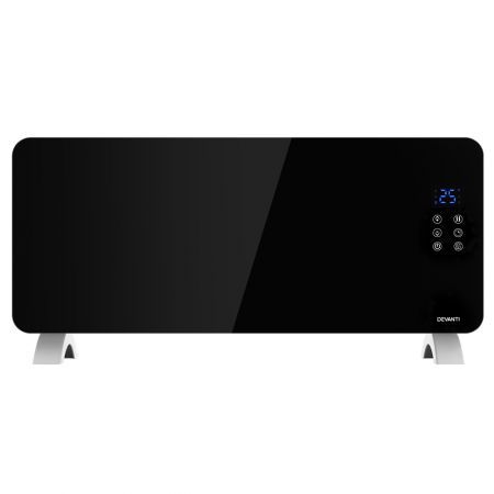 Devanti Electric Convection Glass Panel Heater Wall Mount Portable Heat ...
