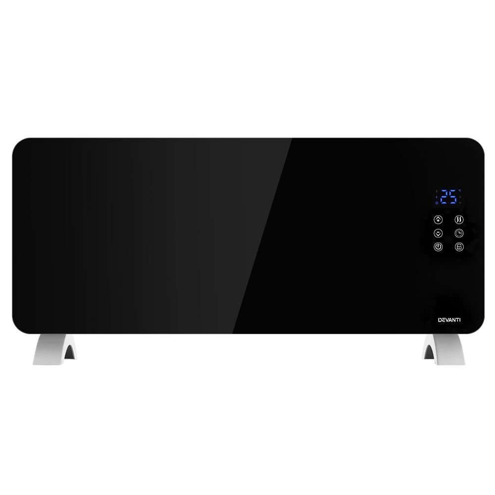 Devanti Electric Convection Glass Panel Heater Wall Mount Portable Heat ...