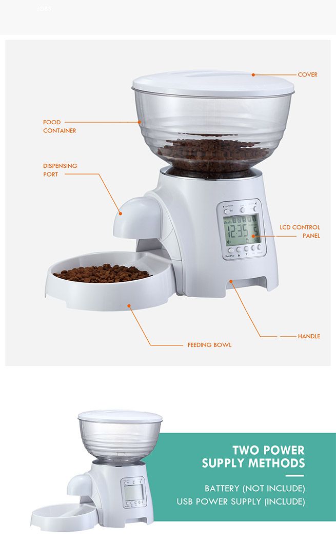 5L Automatic Pet Feeder Cat Dog Food Dispenser White | Crazy Sales