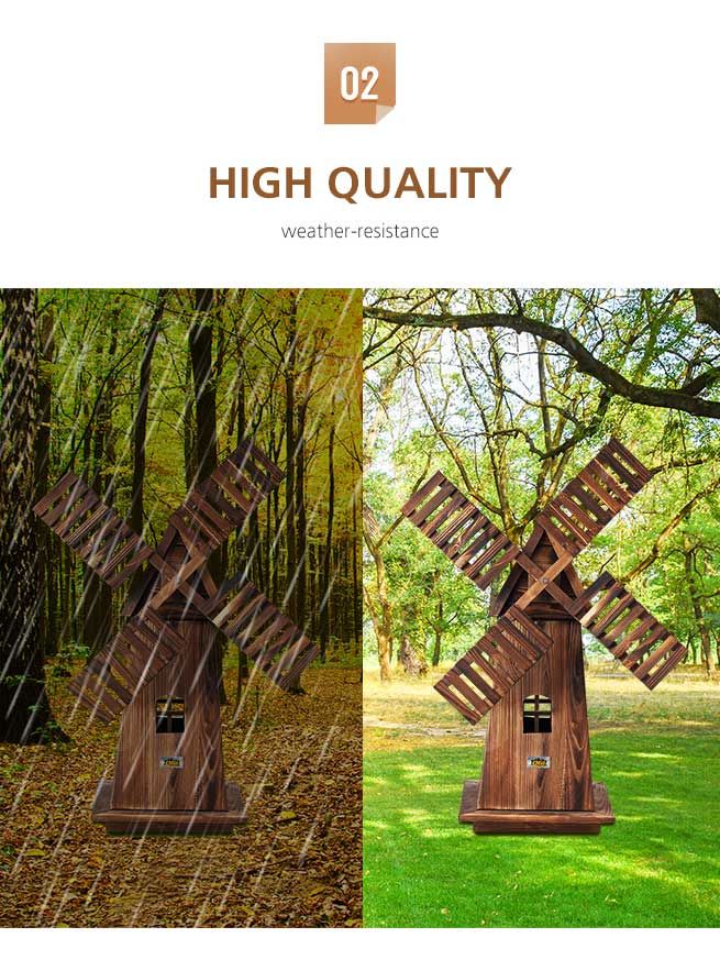 Wooden Garden Windmill Outdoor Decoration Decorative Backyard Windmill ...