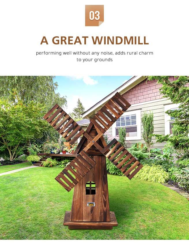 Wooden Garden Windmill Outdoor Decoration Decorative Backyard Windmill ...