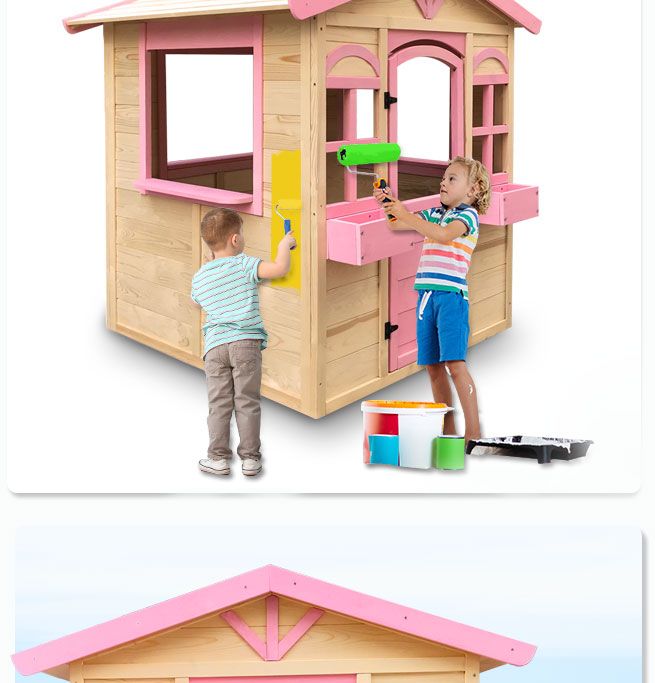 Outdoor Kids Cubby House Wooden Playhouse Pink | Crazy Sales