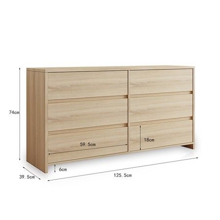 Oak Wooden 6 Drawer Chest Bedroom Drawers Storage Unit | Crazy Sales