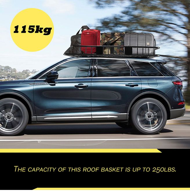 Powder-coated Steel Extra-long Car Roof Rack Basket with 6inch Walls ...