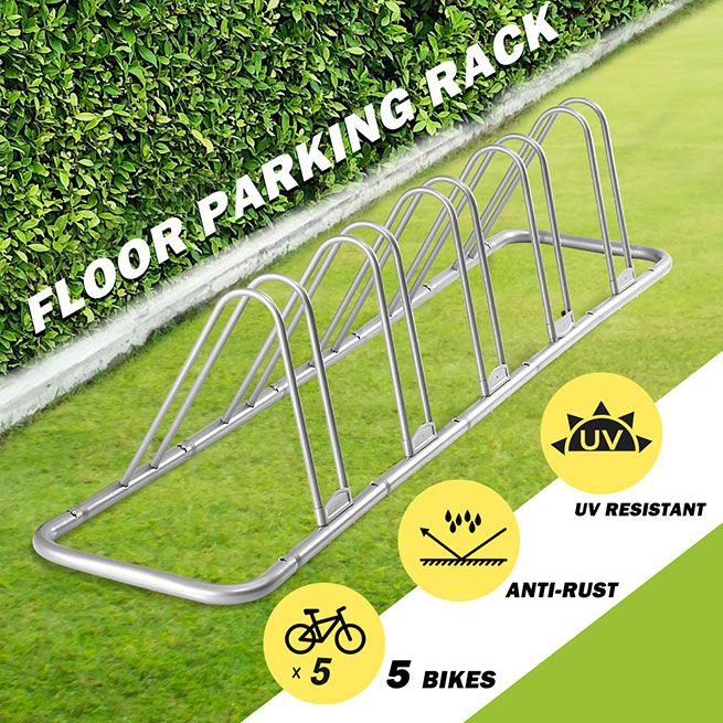 5 Bike Powder Coated Steel Bike Rack Grey | Crazy Sales