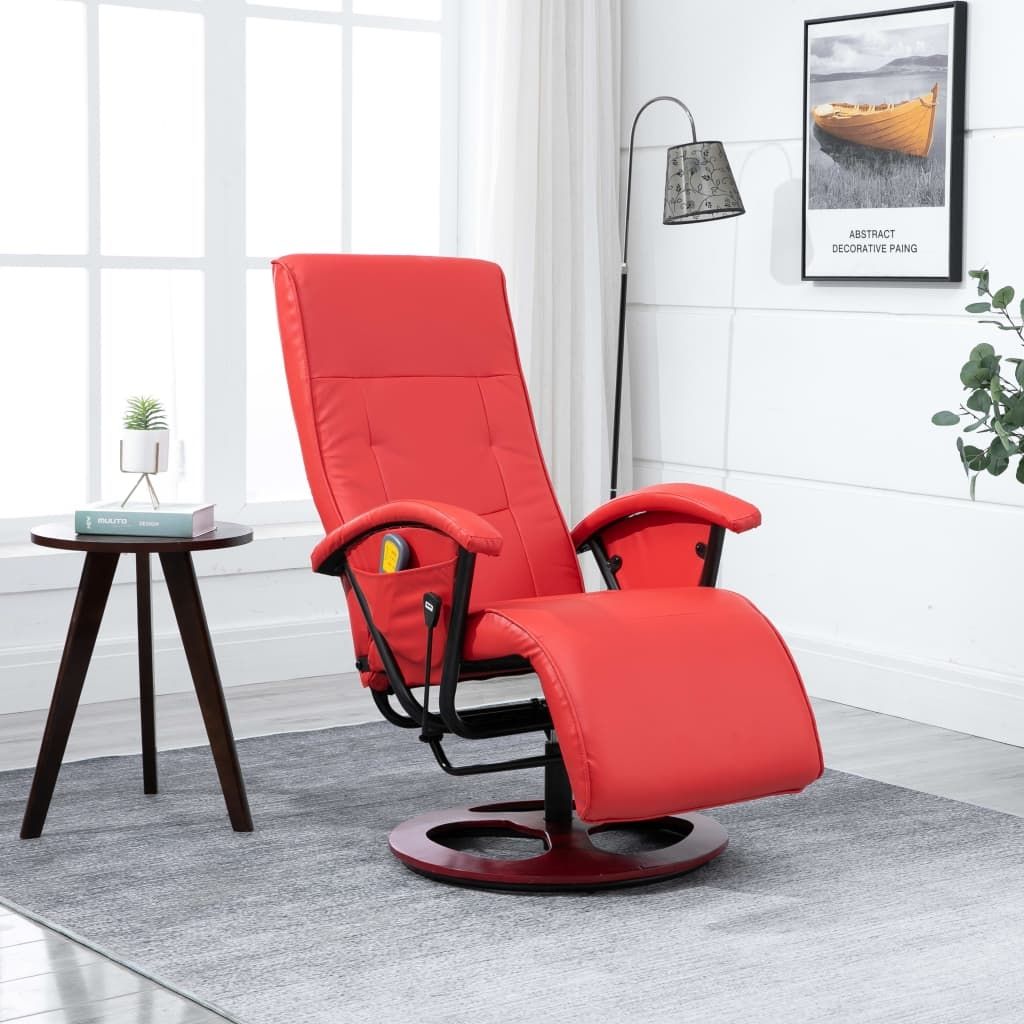 Massage Chair Red Faux Leather