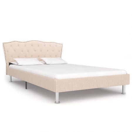Bed Frame Cream Fabric 106x203 cm King Single | Crazy Sales