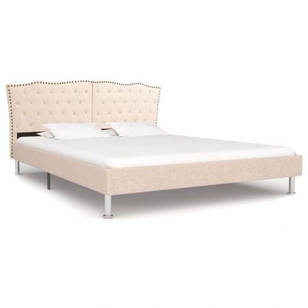 Bed Frame Cream Fabric 183x203 cm King | Crazy Sales